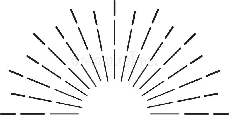 Sunburst Design Element Featuring Radial Lines Emanating from a Central ...