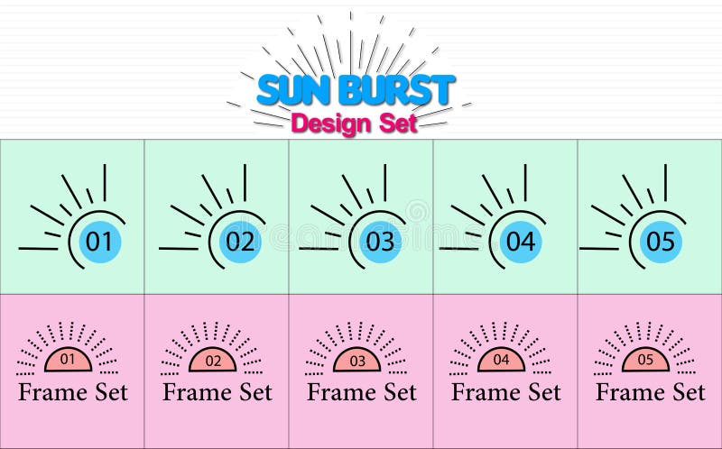 Sunburst Design Set Simple Heading Frame Set Stock Illustration ...