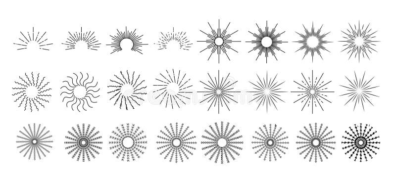 Sunburst Effect Big Set Vector Circle SUN Stock Vector - Illustration ...