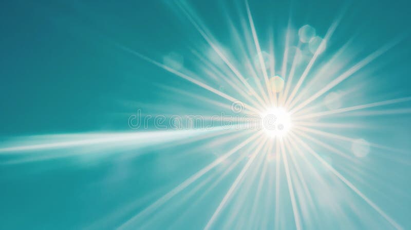 Sunburst Effect with Radiant Light Beams in Clear Blue Sky, Bright ...