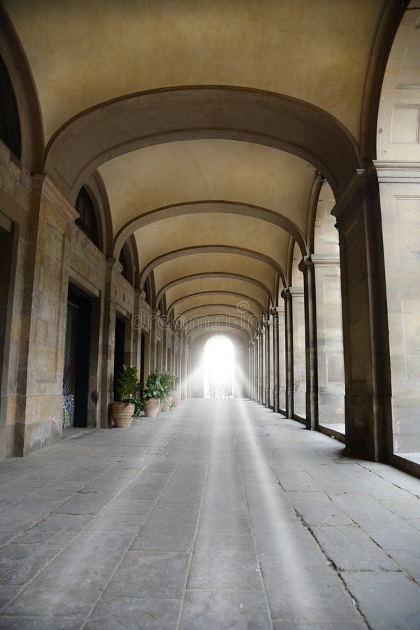 Sunburst at the End of the Hall. Light in the Corridor Stock Image ...