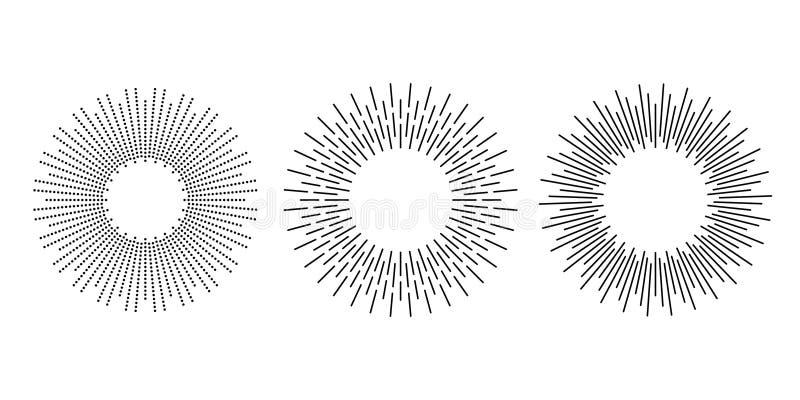 Sunburst Frames Set. Retro Sun Light Rays Element Collection. Vintage ...