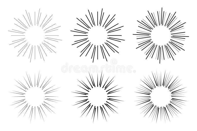 Sunburst Icon Set. Sun Rays Icon. Circle Frame Line Rays. Sun Burst ...