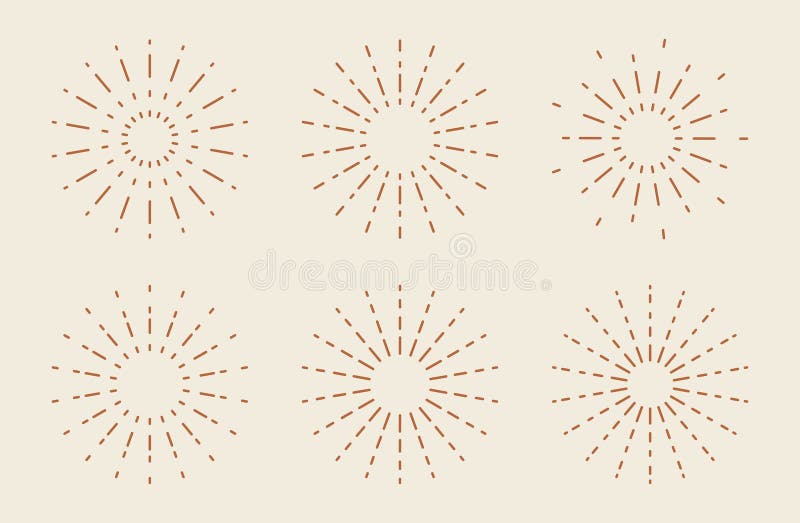 Sunburst Rays Set, Geometric Sun Rays, Decorative Element. Line Art ...