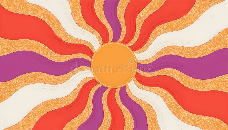 Sunburst Retro Vibes Graphic Print Groovy Background 60s 70s Stock ...