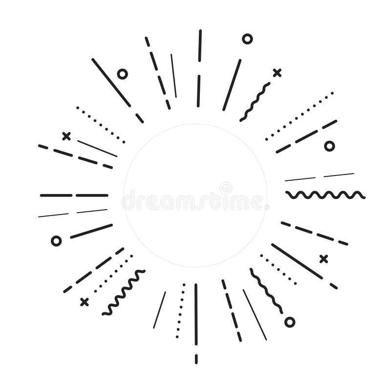 Sunburst Round Black Line Circle. Shining Effect with Stars. Abstract ...