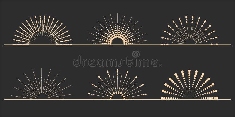 Sunburst. Set of Light Rays, Sunbeams, and Solar Rays. Design Elements ...