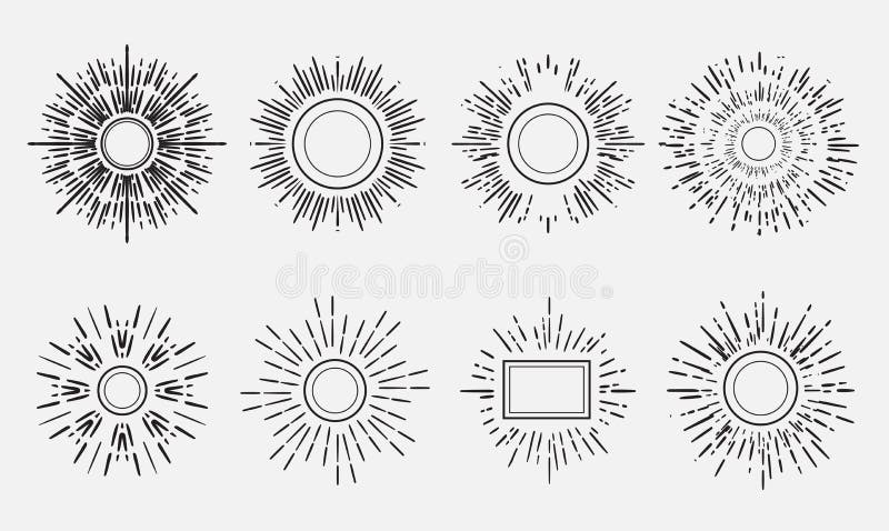 Sunburst Set. Starburst Elements Collection Stock Vector - Illustration ...