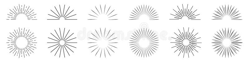 Sunburst or Starburst Element Set - Different Vector Illustrations ...