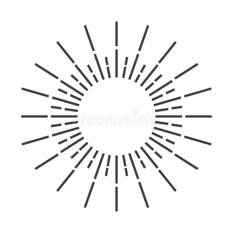 Sunburst Vector Black Color Line Isolated on White Stock Vector ...