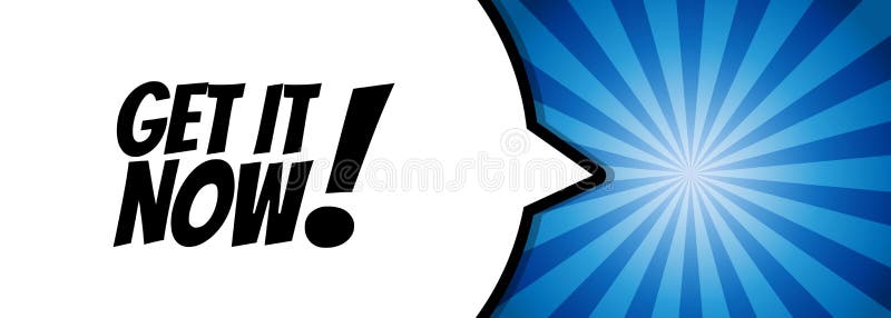 Sunburst Vector Illustration Banner with Announcement Get it Now Stock ...