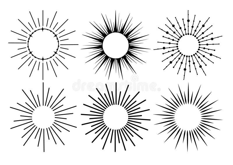 Sunburst Vintage Explosion. Hand Drawn Vector Design, Stock Vector ...
