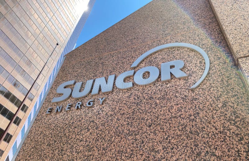 A Suncor Energy Sign Outside of a Building in Downtown Calgary ...