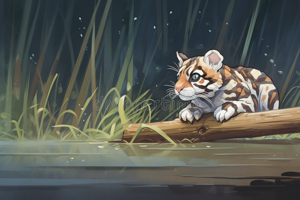 A Sunda Clouded Leopard Prowling at Night Stock Photo - Image of ...