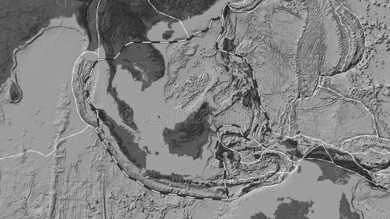 Sunda Plate Dashed. Patterson Cylindrical. Bilevel Stock Illustration ...