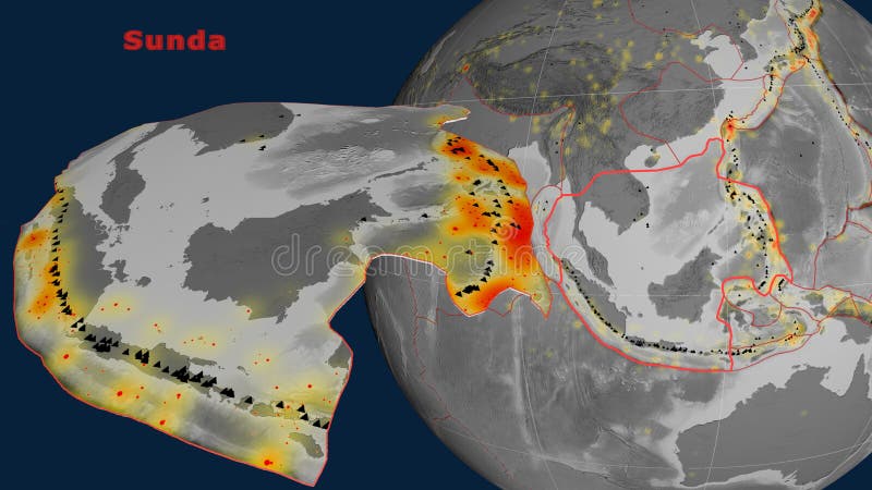 Sunda Plate Described and Presented - Grayscale Stock Illustration ...