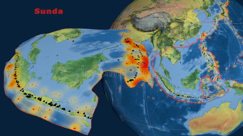 Sunda Plate Described and Presented - Topographic Stock Illustration ...