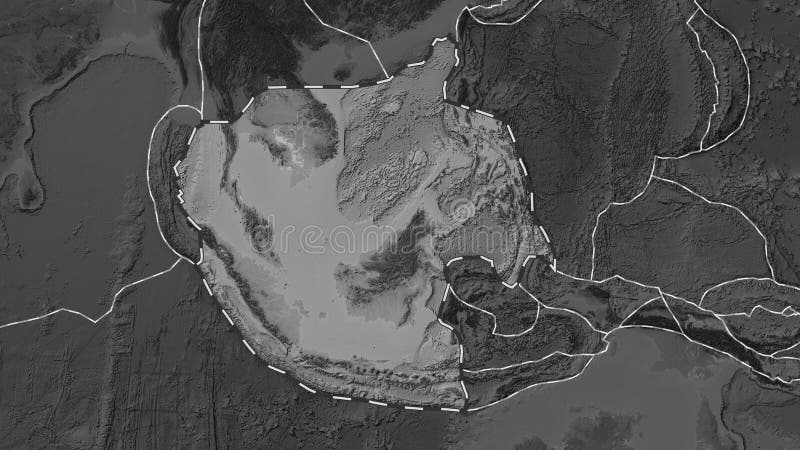Sunda Plate Highlighted. Patterson Cylindrical. Grayscale Stock ...