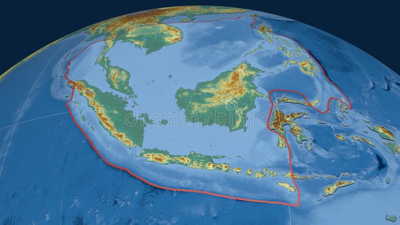 Sunda Plate Outlined - Relief Stock Illustration - Illustration of zone ...