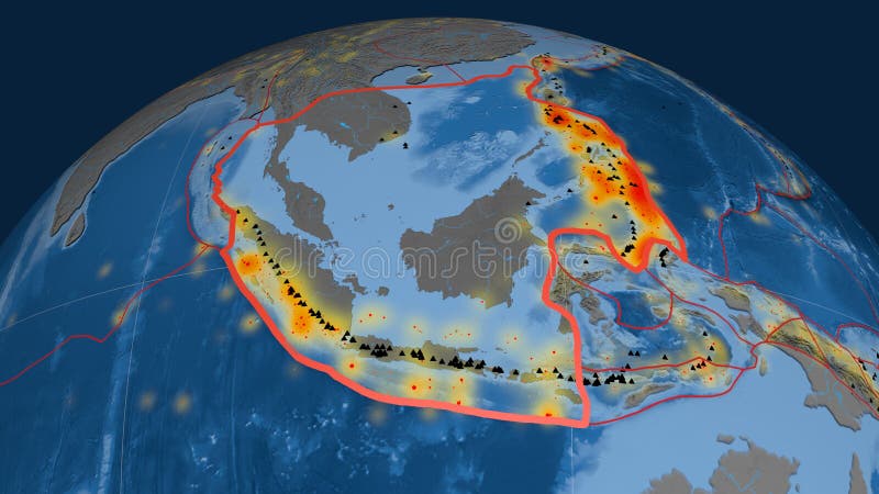 Sunda Plate Outlined - Topo and Bathy Stock Illustration - Illustration ...