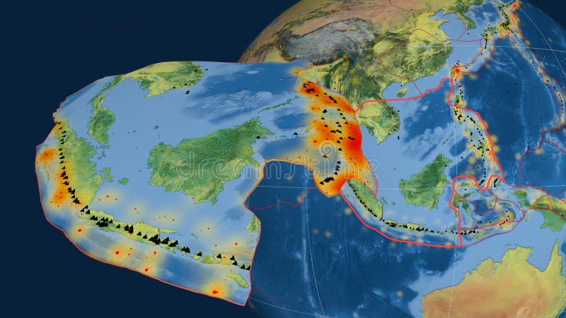 Sunda Plate Presented - Topographic Stock Illustration - Illustration ...