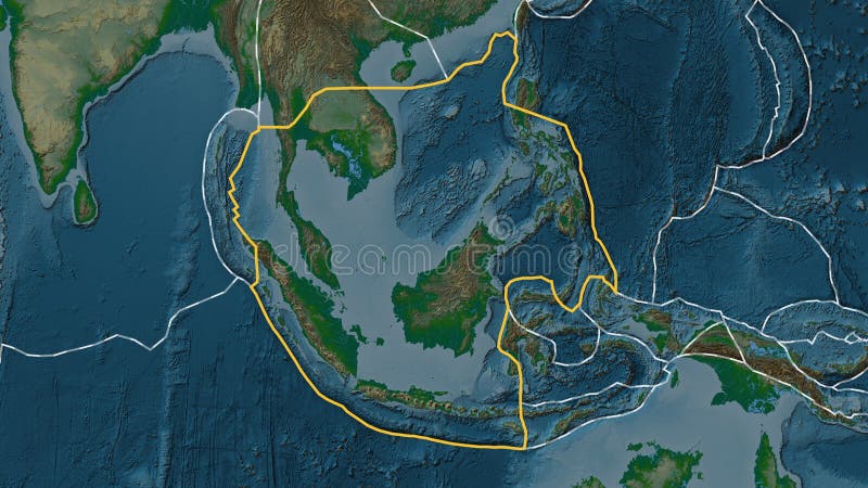 Sunda Plate Outlined. Fahey. Physical Stock Illustration - Illustration ...
