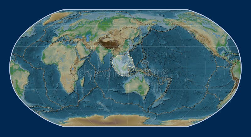 Sunda Tectonic Plate. Physical. Robinson. Boundaries Stock Illustration ...