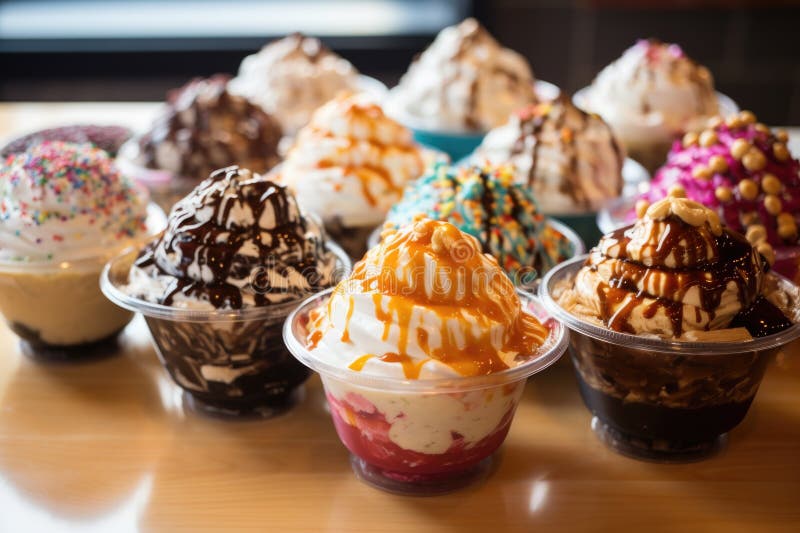 Sundae Toppings Spread Out To Customize Bowls Stock Illustration ...