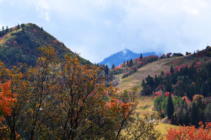 Sundance Mountain Resort. Beautiful Tree Fall Colors. Stock Image ...