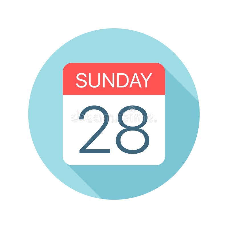 Sunday 28 - Calendar Icon. Vector Illustration of One Day of Week Stock ...