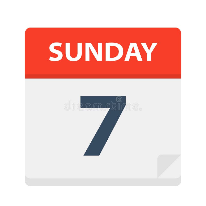 Sunday 7 - Calendar Icon. Vector Illustration of Week Day Paper Leaf ...