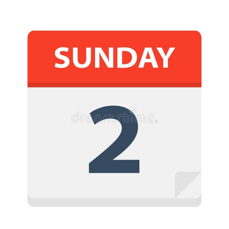 Sunday 2 - Calendar Icon. Vector Illustration of Week Day Paper Leaf ...