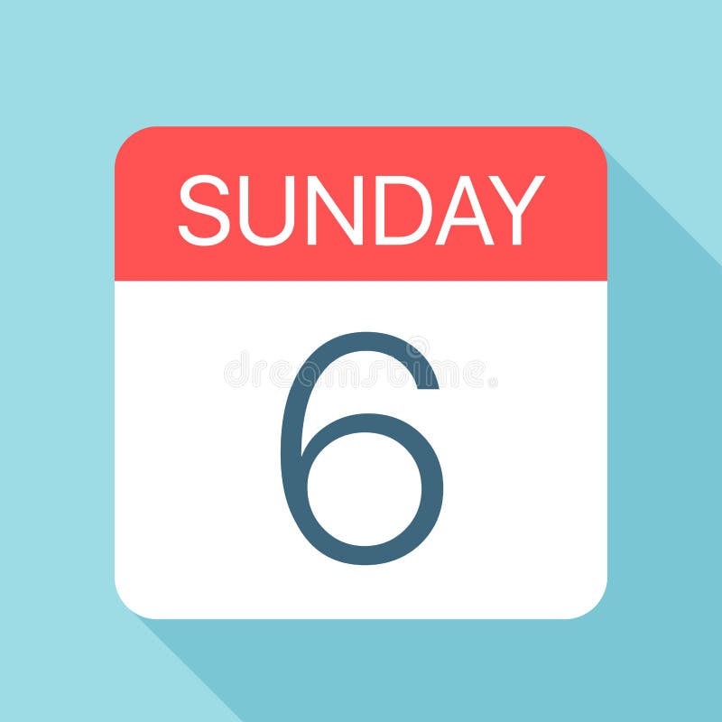 Sunday 6 - Calendar Icon. Vector Illustration of Week Day Paper Leaf ...