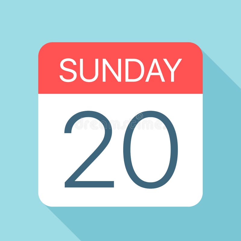 Sunday 20 - Calendar Icon. Vector Illustration of Week Day Paper Leaf ...
