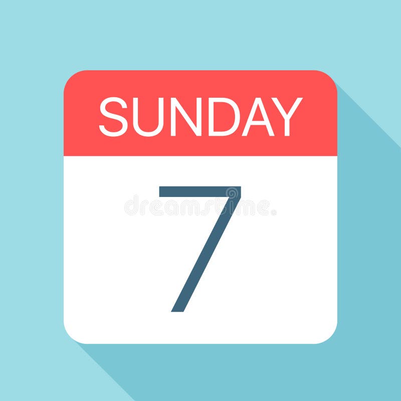 Sunday 7 - Calendar Icon. Vector Illustration of Week Day Paper Leaf ...