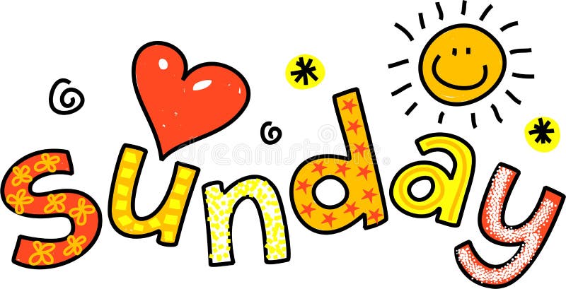 Sunday Cartoon Text stock illustration. Illustration of greeting - 43719917