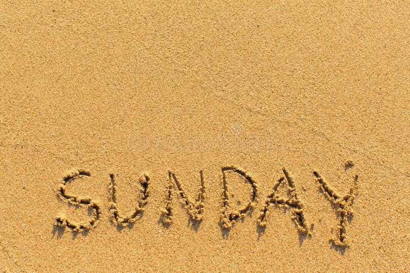 Sunday - Drawn on the Sand Beach. Abstract. Stock Image - Image of ...