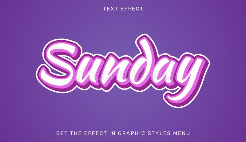 Sunday Editable Text Effect in 3d Style Stock Vector - Illustration of ...