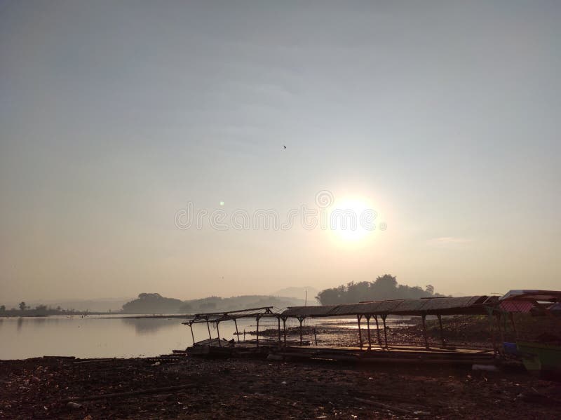 Sunday Morning on the Edge of the Dam Stock Image - Image of reflection ...