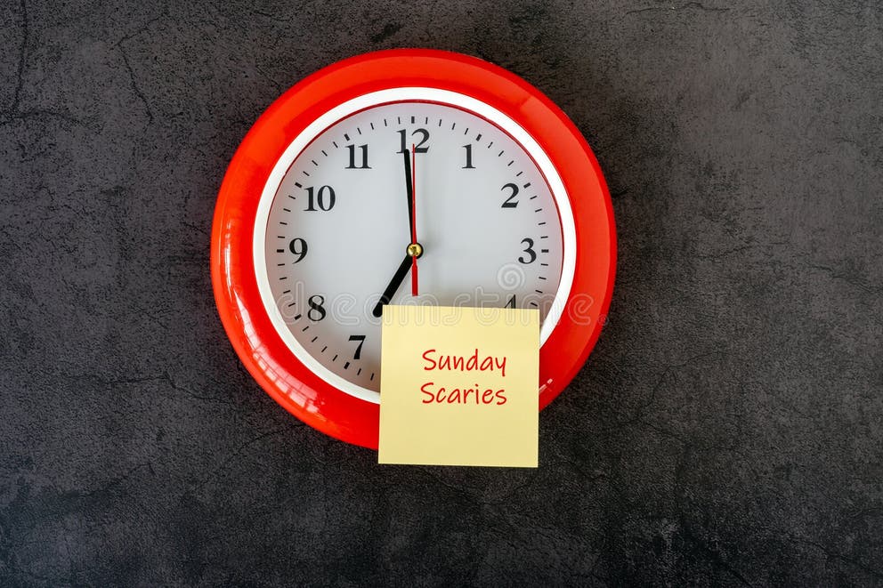 Sunday Scaries Text on Adhesive Note on Top of Clock Stock Illustration ...