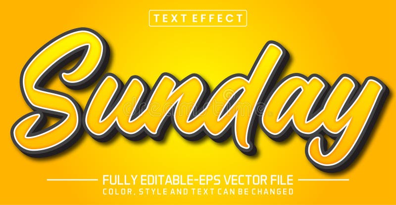 Sunday Text Editable Style Effect Stock Vector - Illustration of card ...