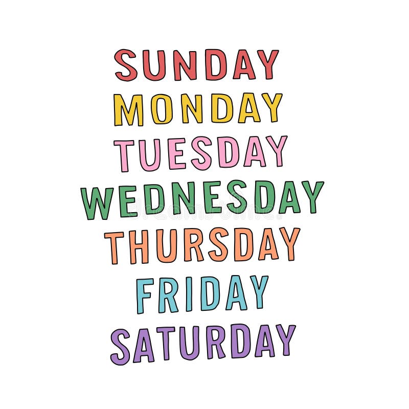 Weekly Day Word Comic Style Vector Illustration Stock Vector ...
