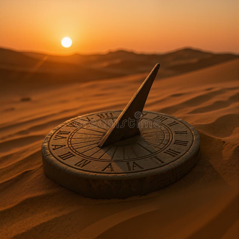 Sundial Casting Shadow in Desert at Sunset Stock Image - Image of ...