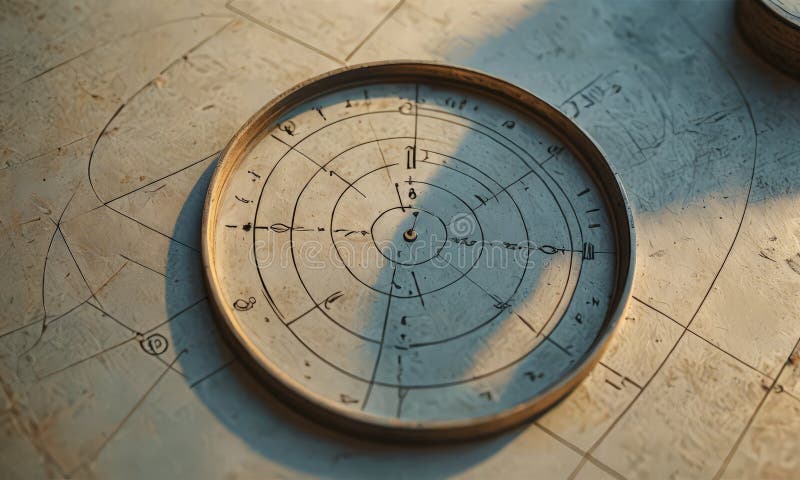 Sundial with Circular Dial and Numbered Hour Markers is Centered on ...