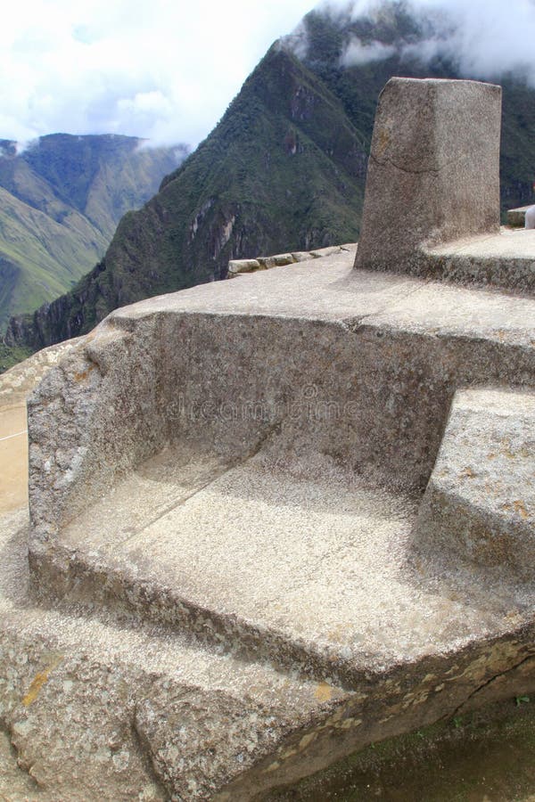 The Sundial of Machu Picchu Stock Photo - Image of fortress, perfect ...