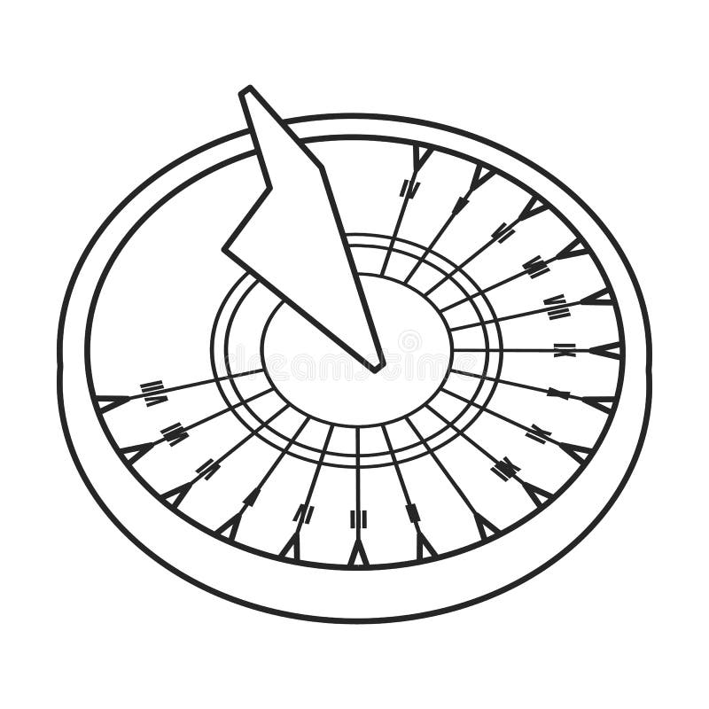 Sundial Vector Outline Icon. Vector Illustration Sun Clock on White ...