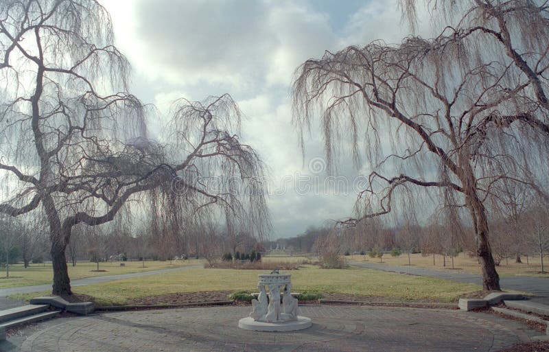 Sundial and Willows stock image. Image of willow, philadelphia - 69074457