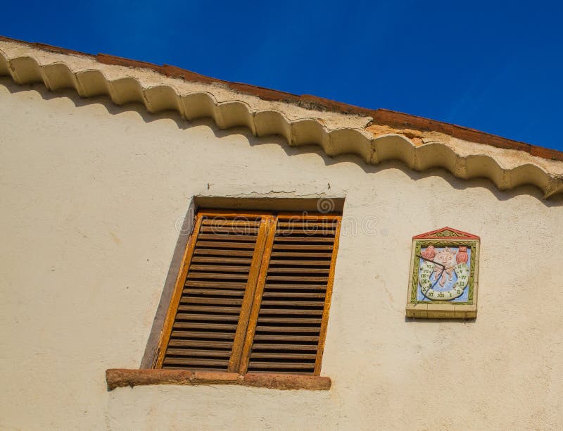 Sundial and window stock image. Image of roof, ceramic - 49374035