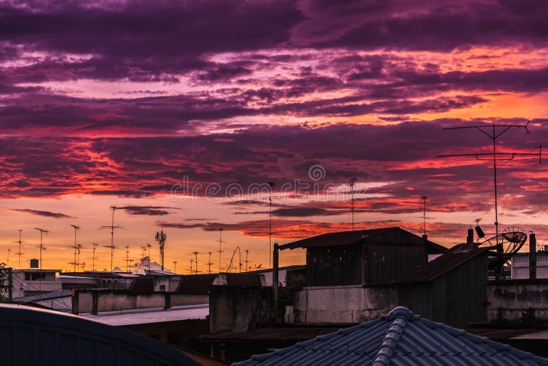 Sundown in the City. stock photo. Image of aerial, cityscape - 33354460