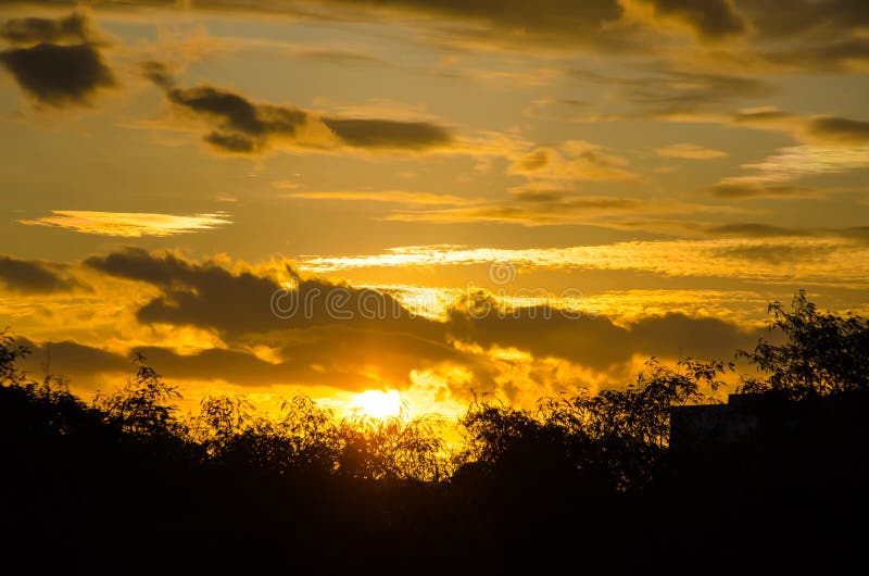 Sundown sun in cloud stock image. Image of summer, glare - 104071439